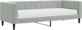 Válenda s matrací světle šedá 80 x 200 cm samet 3196660