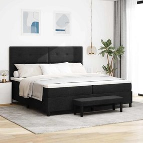 Postel s boxspringem s čelo Černá 200 x 200 cm textil 3344095