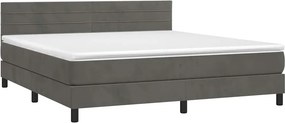 Box spring postel s matrací a LED tmavě šedá 160x200 cm samet 3134472