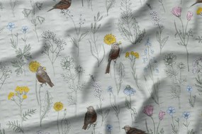 Krepový povlak na polštář Ptáčci v kvítí - mint Velikost: 70 x 90