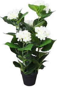 Umělá rostlina hortenzie s květináčem 60 cm bílá 244441