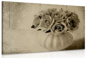 Obraz růže ve váze v sépiovém provedení Varianta: 120x80