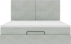 Osmanský rám postele s matracíes světle šedá 200x200cm samet 3313421