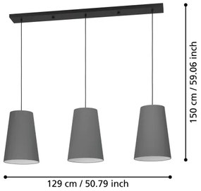 Eglo 390136 - Lustr na lanku PETROSA 3xE27/40W/230V šedá
