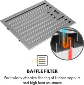 Klarstein Corvette Americana, digestoř, 60 cm, podskříňková, 306 m³/h, nerezová ocel, černá