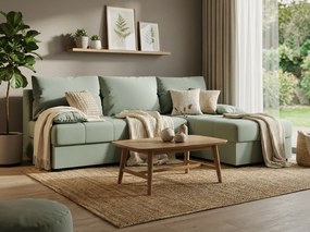 Rozkládací oboustranná sedací souprava do L VENORIA SLIM 200x143 cm, světle zelená + 2 polštářky ZDARMA