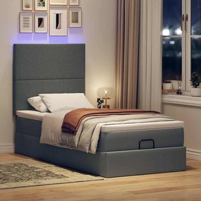 Osmanský rám postele s matrací tmavě šedá 90x190cm textil 3313886