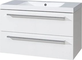 Mereo Mereo, Bino, koupelnová skříňka s umyvadlem z litého mramoru 101cm, bílá, dub, CN662M