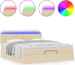 Osmanská postel s matrací &amp; LEDs krémová 180x200cm látka 3312248