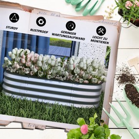 Outsunny vyvýšený záhon kovový 105x62x30cm květináč zeleninový záhon DIY květinový truhlík s otevřeným dnem bylinkový záhon pro zahradu balkon stříbr…