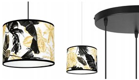 Závěsné svítidlo Gold Flowers, 3x bílé textilní stínítko s květinovým vzorem, (výběr ze 2 barev konstrukce), o