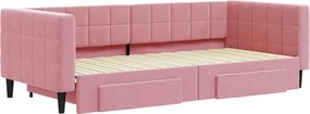Válenda s přistýlkou a zásuvkami růžová 90 x 200 cm samet 3196742