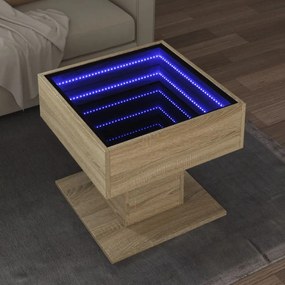 Konferenční stolek s LED dub sonoma 50 x 50 x 45 cm kompozit