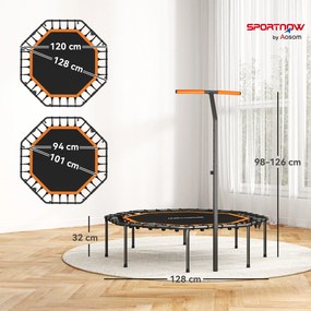 SPORTNOW Fitness trampolína, tréninková trampolína s nastavitelnou rukojetí, stabilní a tichá, pro interiér, ocel, oranžová