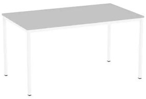 Jídelní stůl Versys s bílým podnožím RAL 9003, 140 x 80 x 74,3 cm, světle šedý