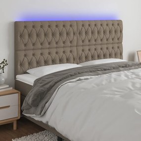 Čelo postele s LED taupe 180x7x118/128 cm textil