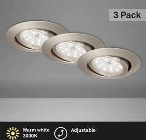 Briloner Vestavné LED svítidlo průměr 82 cm sada 3 ks matný nikl