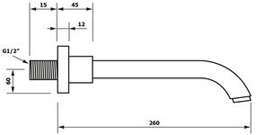 Sapho nástěnná výtoková hubice 260 mm chrom CR260CRO