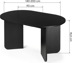 Jídelní rozkládací stůl Mou 140/200 cm černý