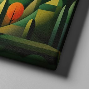 Obraz na plátně - Lesní krajina se západem slunce, abstrakce FeelHappy.cz Velikost obrazu: 120 x 40 cm