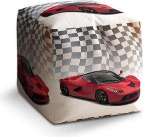 Sablio Taburet Cube Ferrari Závodní vlajka - 60x60x60 cm