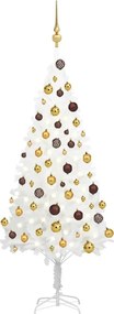 vidaXL Umělý vánoční stromek s LED a sadou koulí 120 cm [3077546] Barva: Bílá
