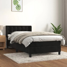 Box spring postel s matrací černá 90x190 cm samet,  3131173