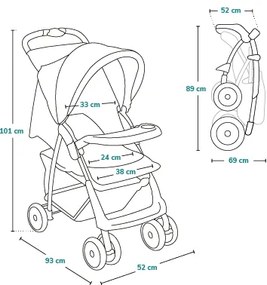 Lionelo - Sportovní kočárek EMMA PLUS zelená/černá
