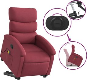 Zvedací masážní polohovací křeslo vínové textil 3203993
