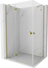 Mexen Mist-H Duo, 2-křídlý ​​výklopný sprchový kout 115 x 110 cm, čiré sklo, zlatý lesklý profil, 8A5-115L-110P-50-00