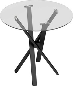 HOMCOM kulatý jídelní stůl pro 4 osoby, tvrzené sklo, Ø 80 cm