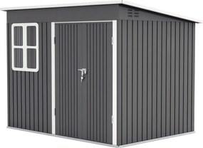 Outsunny Kovová Kůlna na Nářadí 4,13 m² 260 x 177 x 190 cm Skladovací Kůlna s Oknem, Šikmou Střechou a Zámkem, Voděodolný Zahradní Dům na Zahradu | Ao