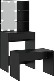 Set toaletního stolku s LED černý kompozitní dřevo 3114132