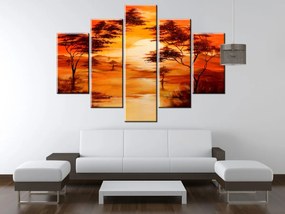 Gario Ručně malovaný obraz Západ slunce - 5 dílný Rozměry: 150 x 105 cm