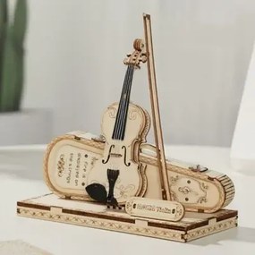 RoboTime dřevěné 3D puzzle Viola / od 8 let / 62 dílků / Obtížnost: ní