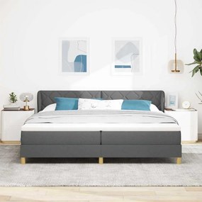 Postel s boxspringem s čelo Tmavě šedá 200 x 200 cm textil 3340298
