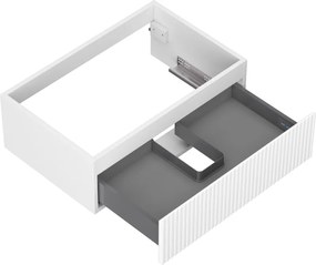 Mexen Rivel, koupelnová skříňka pod umyvadlo 70 cm, 1 zásuvka, drážkovaná, bílá matná, 91A20-07023-1-BF01