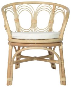 Jídelní židle s poduškou přírodní ratan a lněné plátno,  325475
