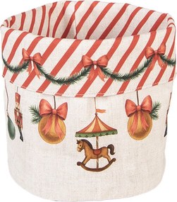 Vánoční bavlněný košík na pečivo Christmas Carousel Dream - Ø 15*16 cm