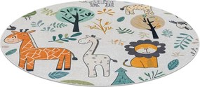 Dětský koberec protiskluzový BAMBINO 61570 krémový / zelený kruh