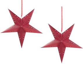 Sada 2 závěsných třpytivých hvězd s LED 45 cm červené MOTTI Beliani