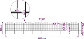 Zahradní plot s kopím nahoře ocelový 1339 x 175 cm černý 277746