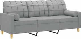 3místná pohovka s polštáři světle šedá 180 cm textil 3200790