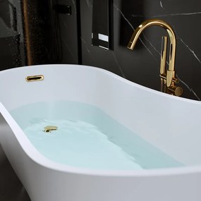 BPS-koupelny Volně stojící akrylátová vana HYD-FOR520C 170x75 bílá, odtokový komplet zlatý