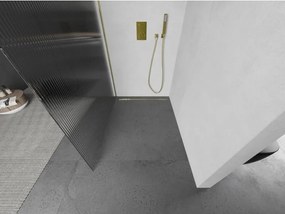 Mexen Kioto L, sprchová zástěna Walk-In 90 x 200 cm, 8mm sklo s žebrovým vzorem, zlatý lesklý profil, 800-090-103-50-09