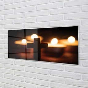 akrylový obraz kříž svíček 120x60 cm