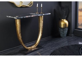 Massive home | Ručně vyrobený konzolový stolek OMEGA 80cm mramorová černá se zlatým rámem