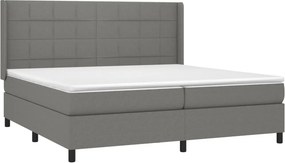 Box spring postel s matrací a LED tmavě šedá 200x200 cm textil 3138342