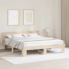 Rám postele s čelo Hnědá 200 x 200 cm Masivní borové dřevo 3382289