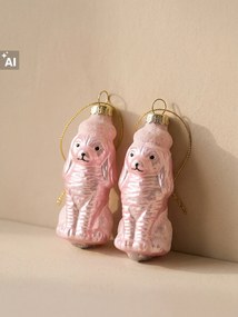 Sinsay - Skleněné vánoční ozdoby ve tvaru pudlů 2 pack - pastelová růžová